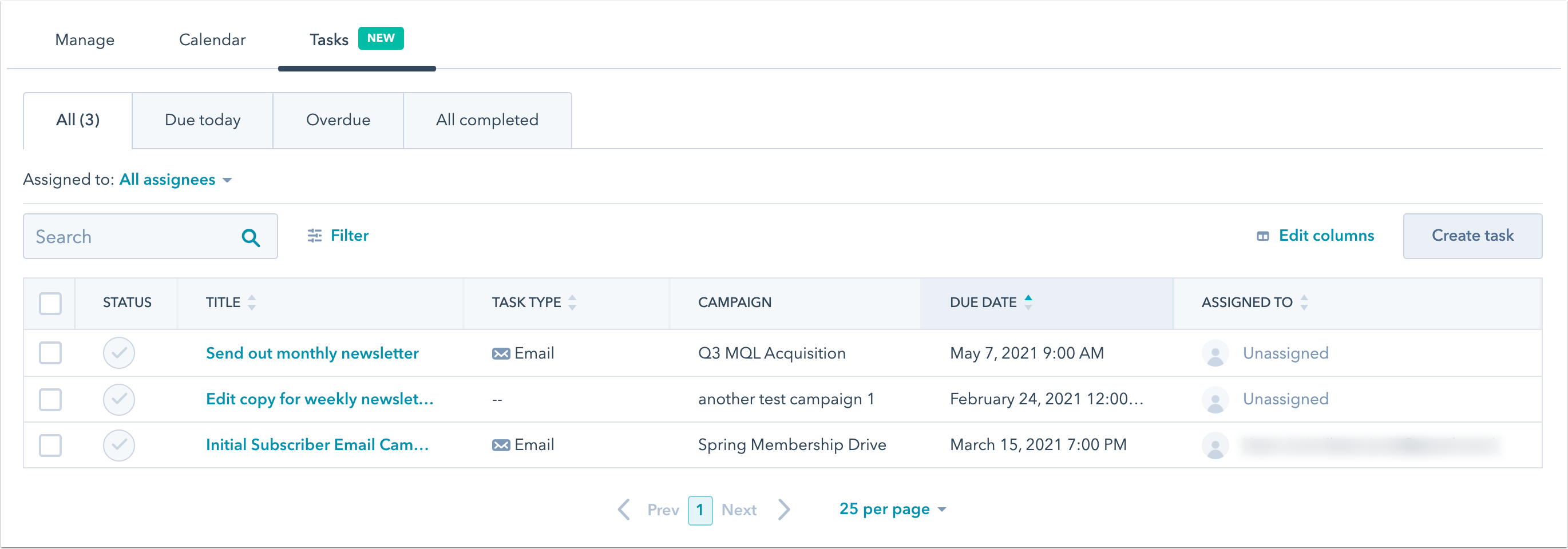 Create And Assign Marketing Tasks In The Campaigns Tool